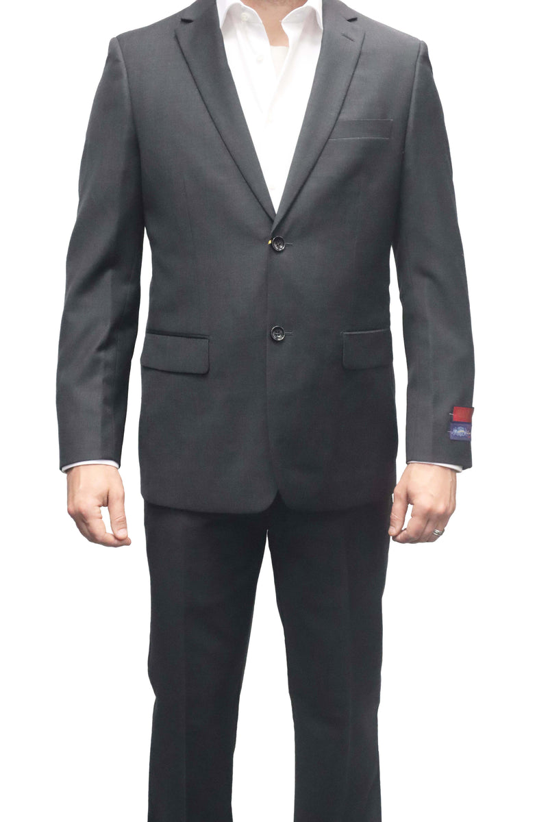 MANTONI | M46306-3 | 2 Button Side Vented Wool Suit Jacket | Charcoal ...